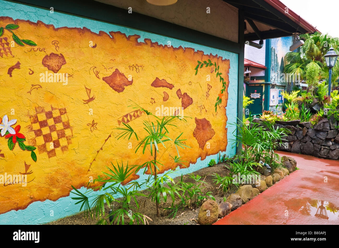 Mural of the Hawaiian Islands Hanalei Island of Kauai Hawaii Stock ...