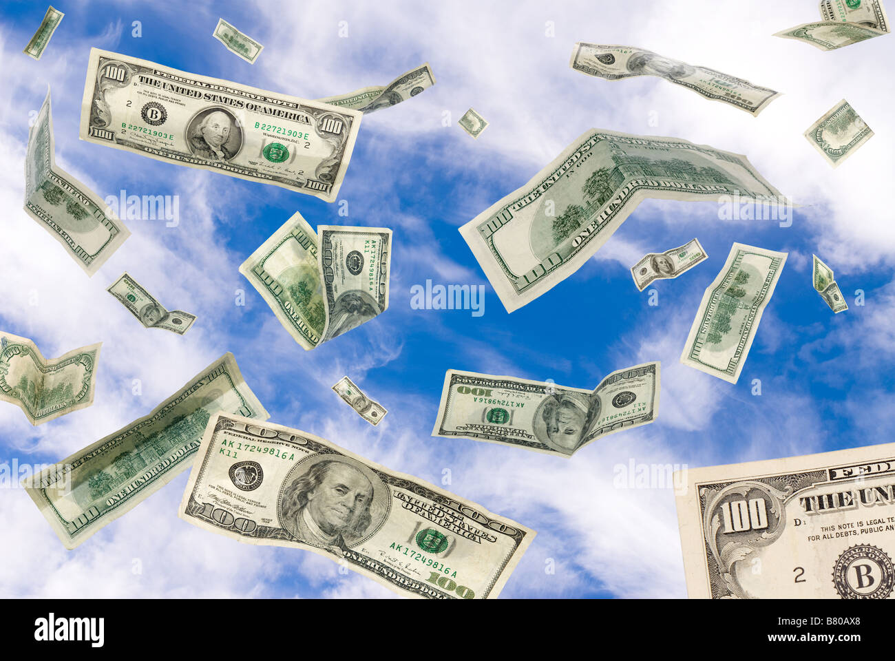 100 Dollar Bills Falling