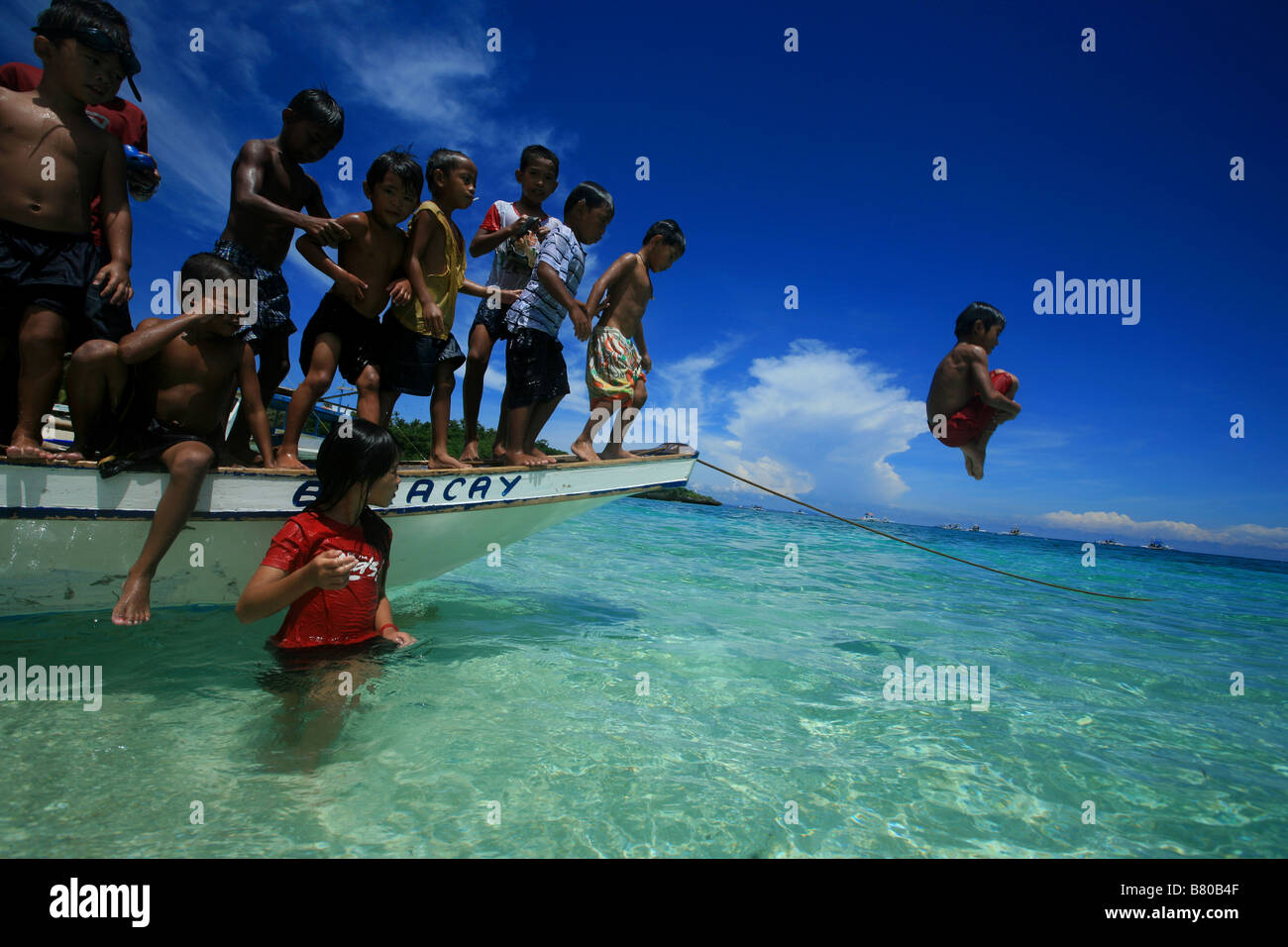 PHILIPPINES Western Visayas region Boracay Island Filipino children ...