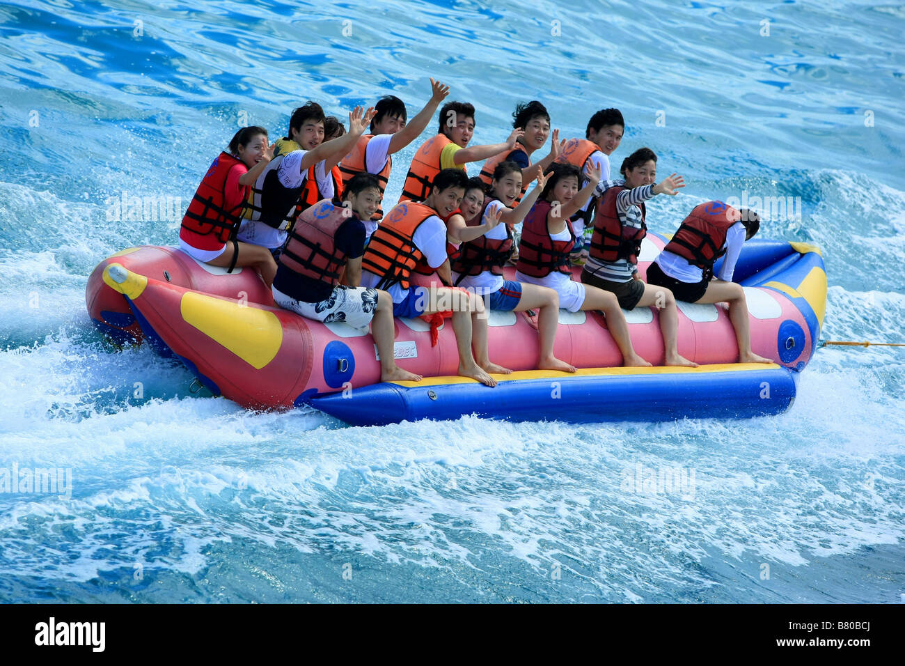 PHILIPPINES Western Visayas region Boracay Island Banana ride on the ...