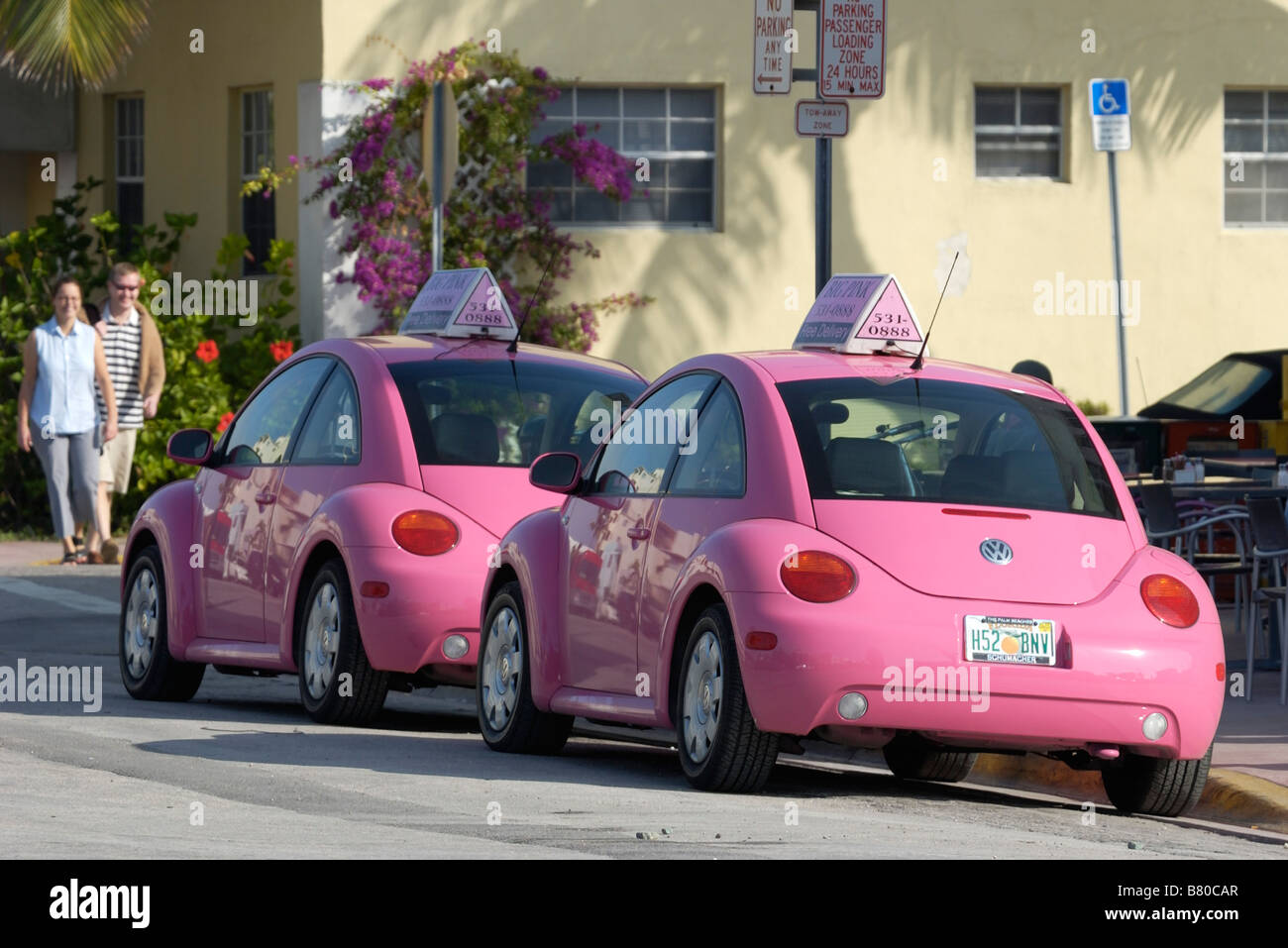 The Big Pink restaurants and its funky Beetle delivery cars, Miami FL ...