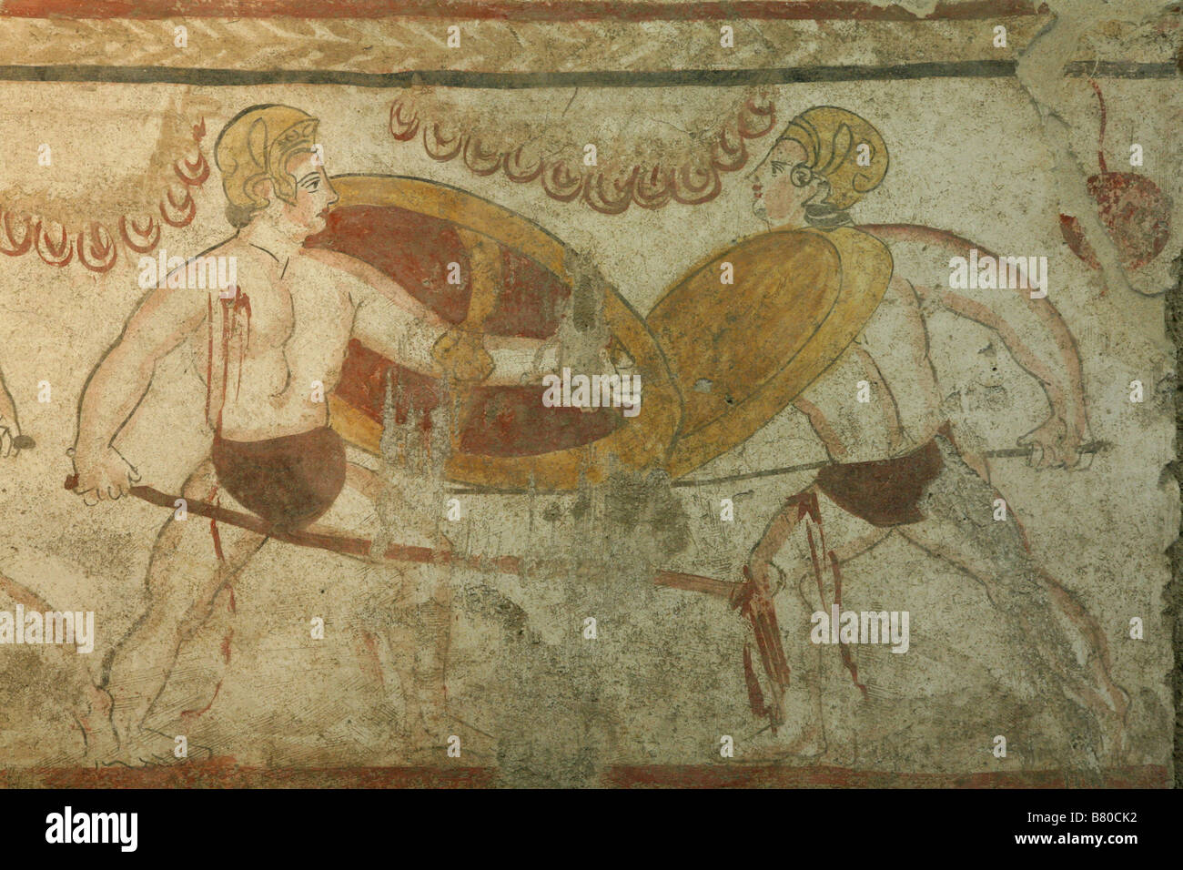 Fighting gladiators. Roman tomb painting in the Archaeological museum ...