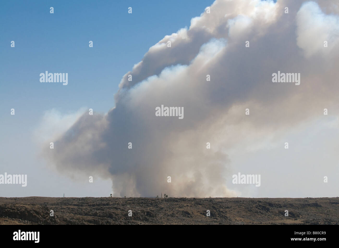 Giant smoke cloud from burning woods Bale Mountains Ethiopia Africa ...