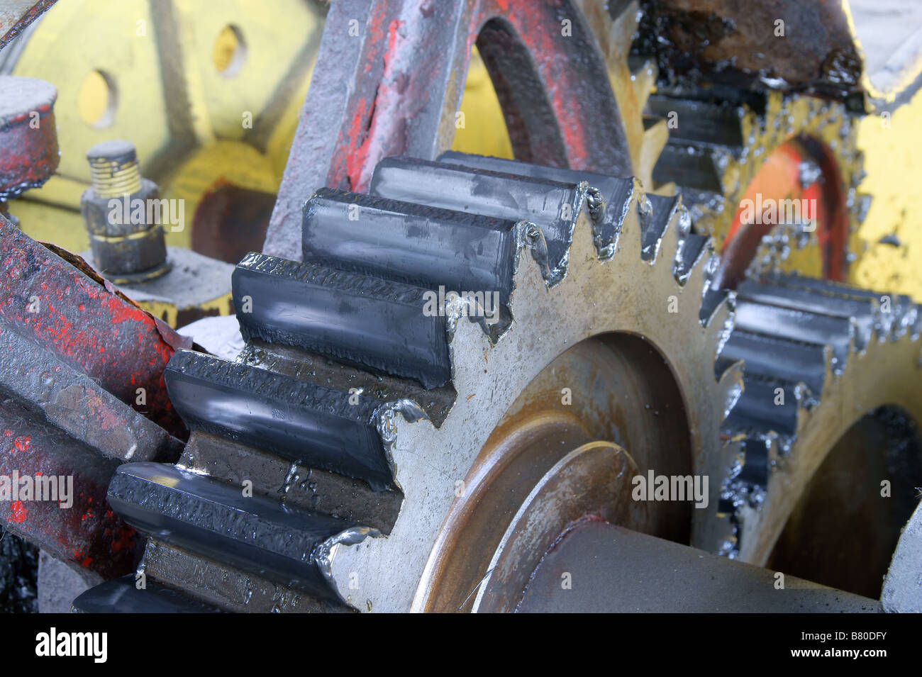 Gears rotate mechanism metal metallic motion part Stock Photo - Alamy