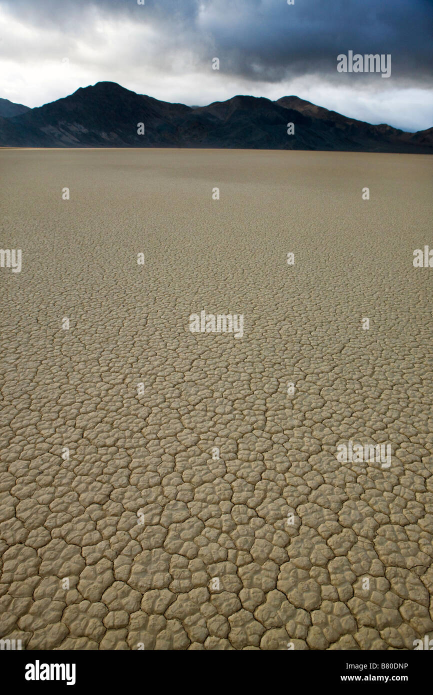 The cracked mud floor of The Racetrack Playa Death Valley National Park ...