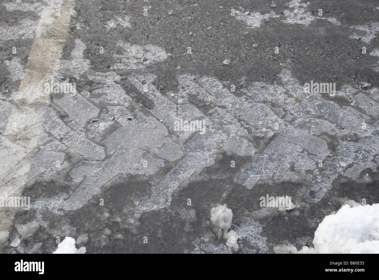 icy footpath / road Stock Photo - Alamy