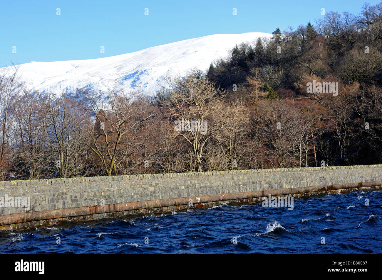 The Dam wall, Thirlmere Reservoir. Lake District National Park, Cumbria ...