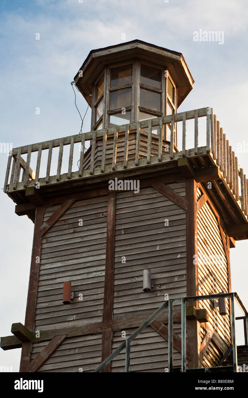 Lighthouse shaped tower at restaurant along coastline in Cedar Key ...