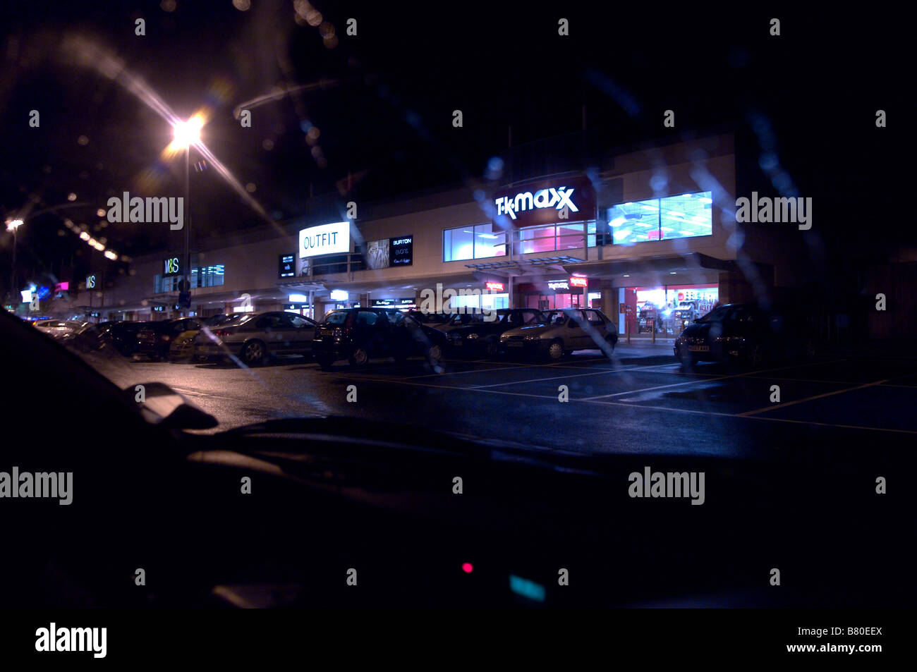 View from a car at the retail Park Trostre Llanelli Dyfed Wales United ...
