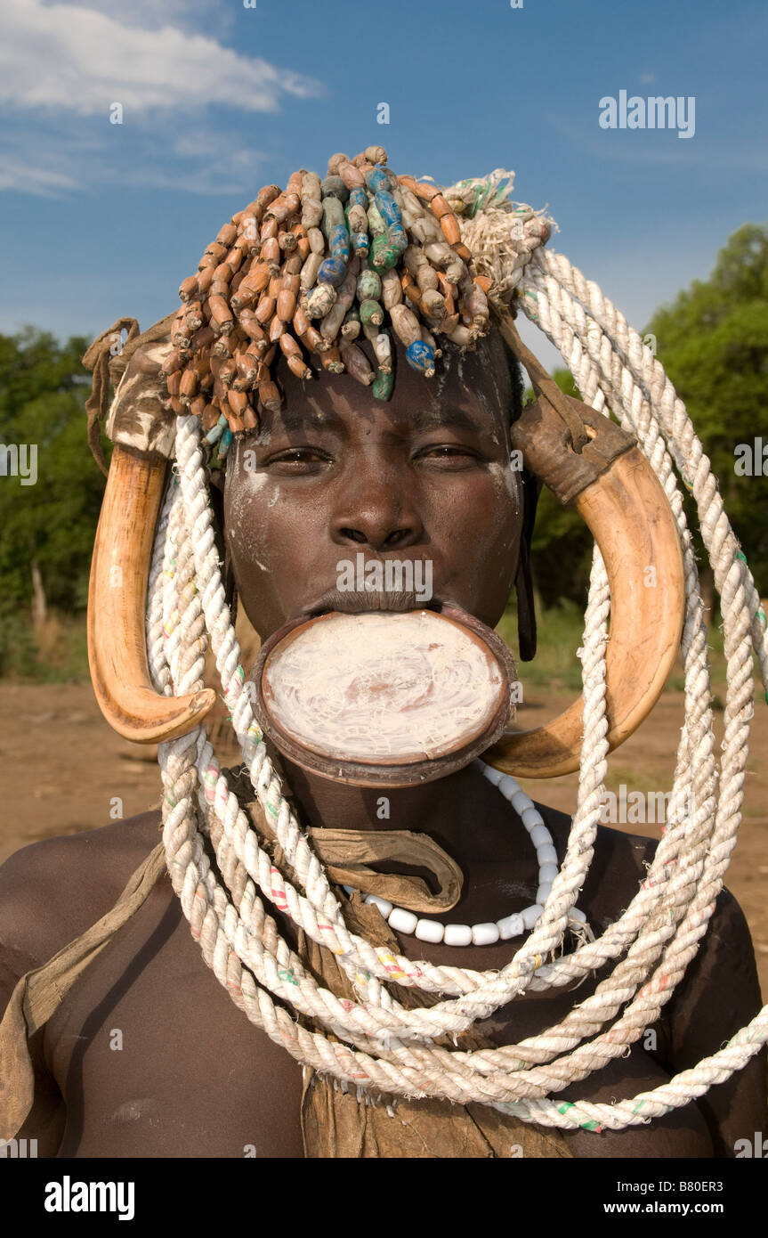 Mursi women with plate in her lips Mago National Park Omovalley ...