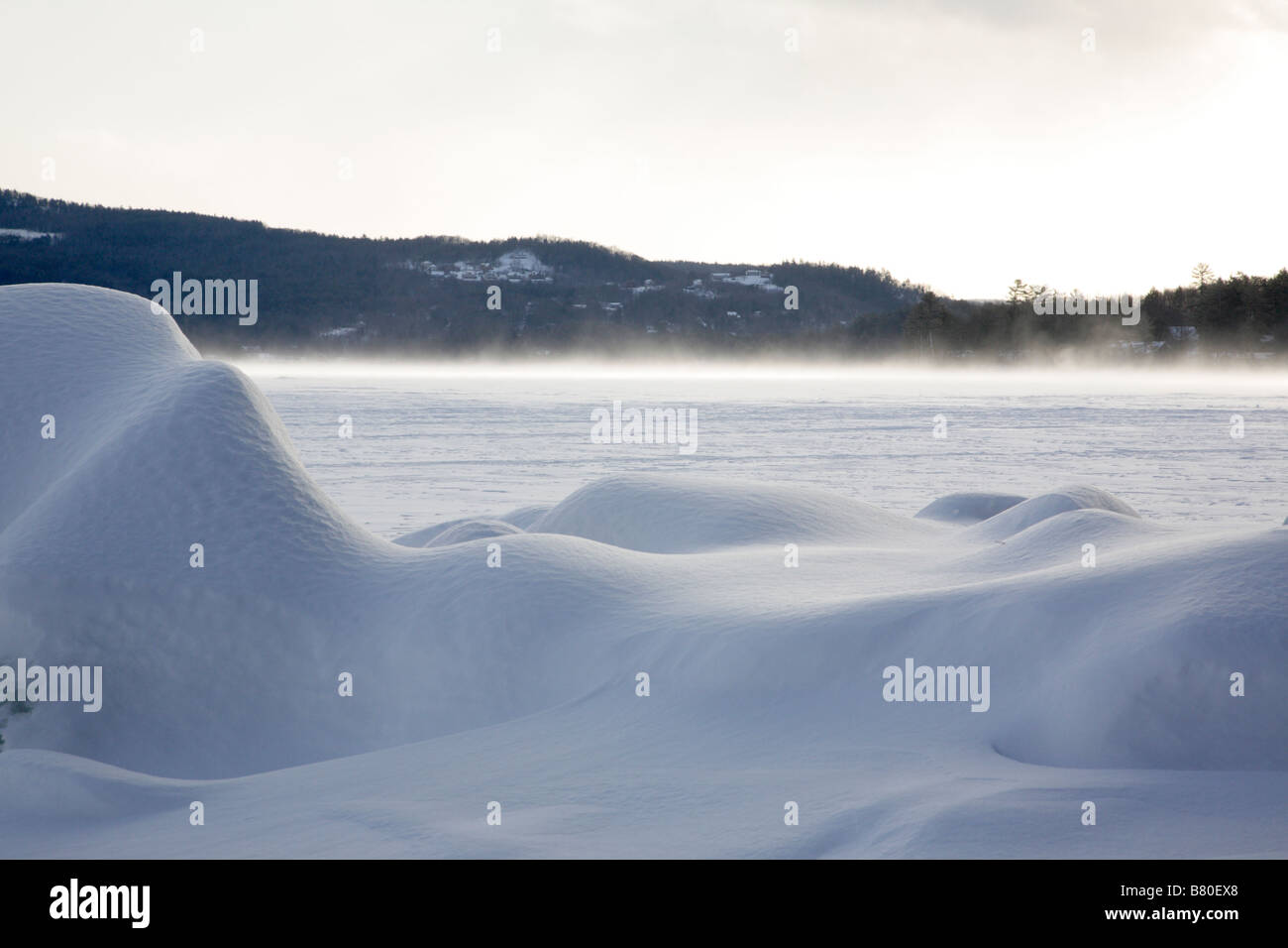 Newfound Lake from the shore of Wellington State Park during the winter ...
