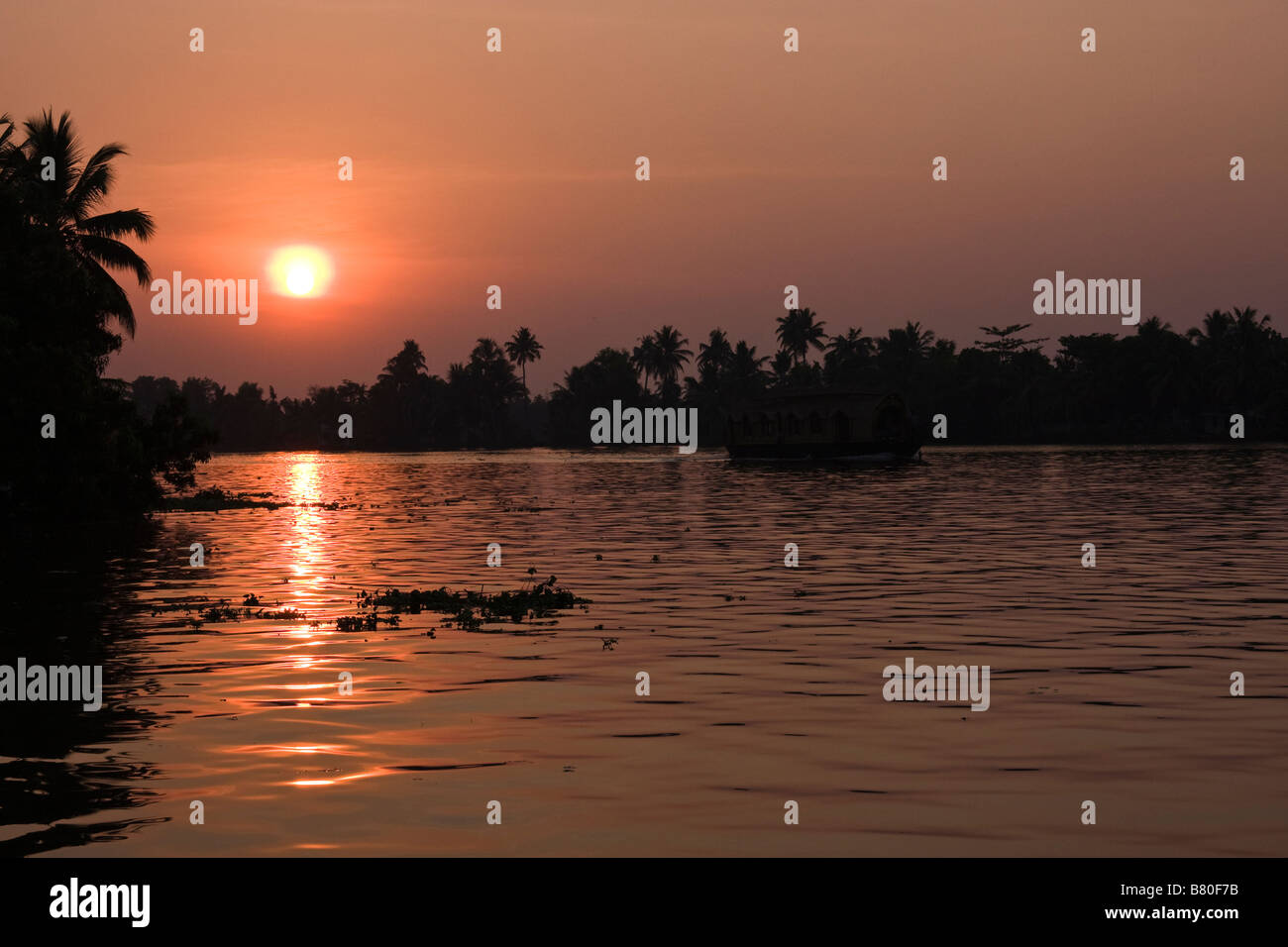 Sunset on the Backwaters at Alappuzha or Alleppey, Kerala, India Kerala ...
