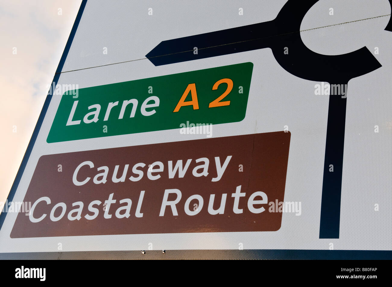 Direction road sign indicating the "Causeway Coastal Route", or the ...
