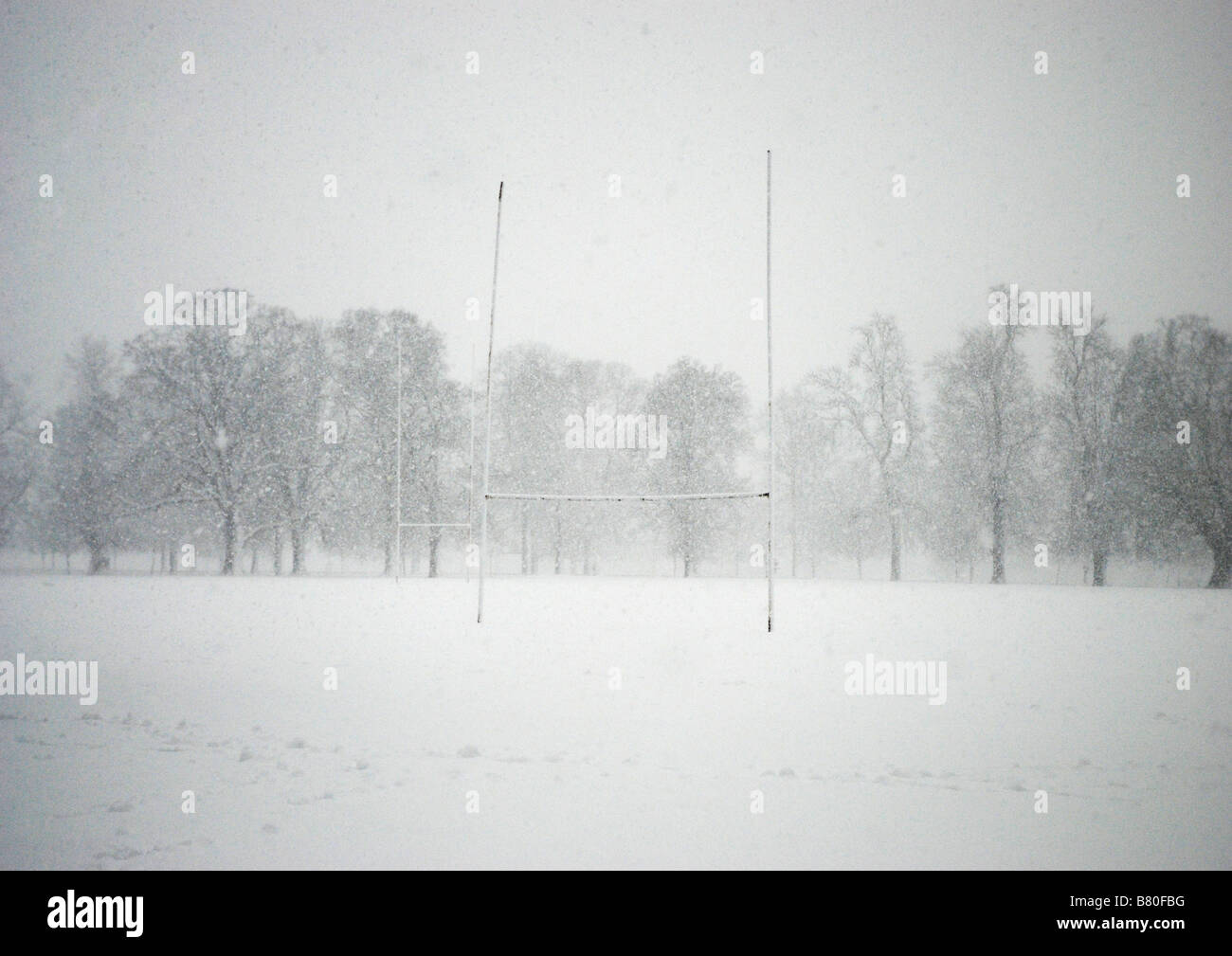 Rugby Pitch in snow Stock Photo - Alamy