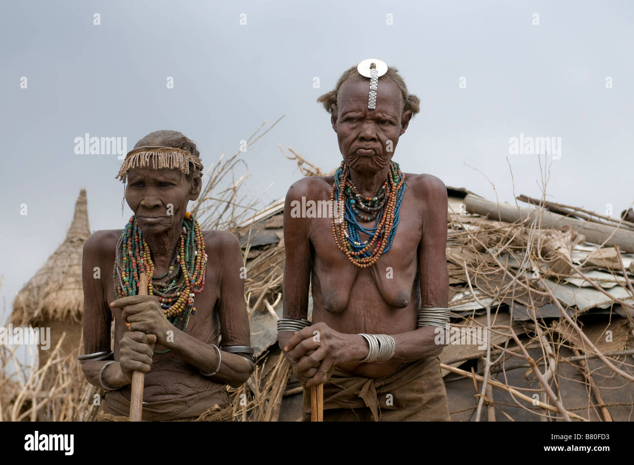 Old women from the Dasanech tribe Omovalley Ethiopia Africa Stock Photo ...