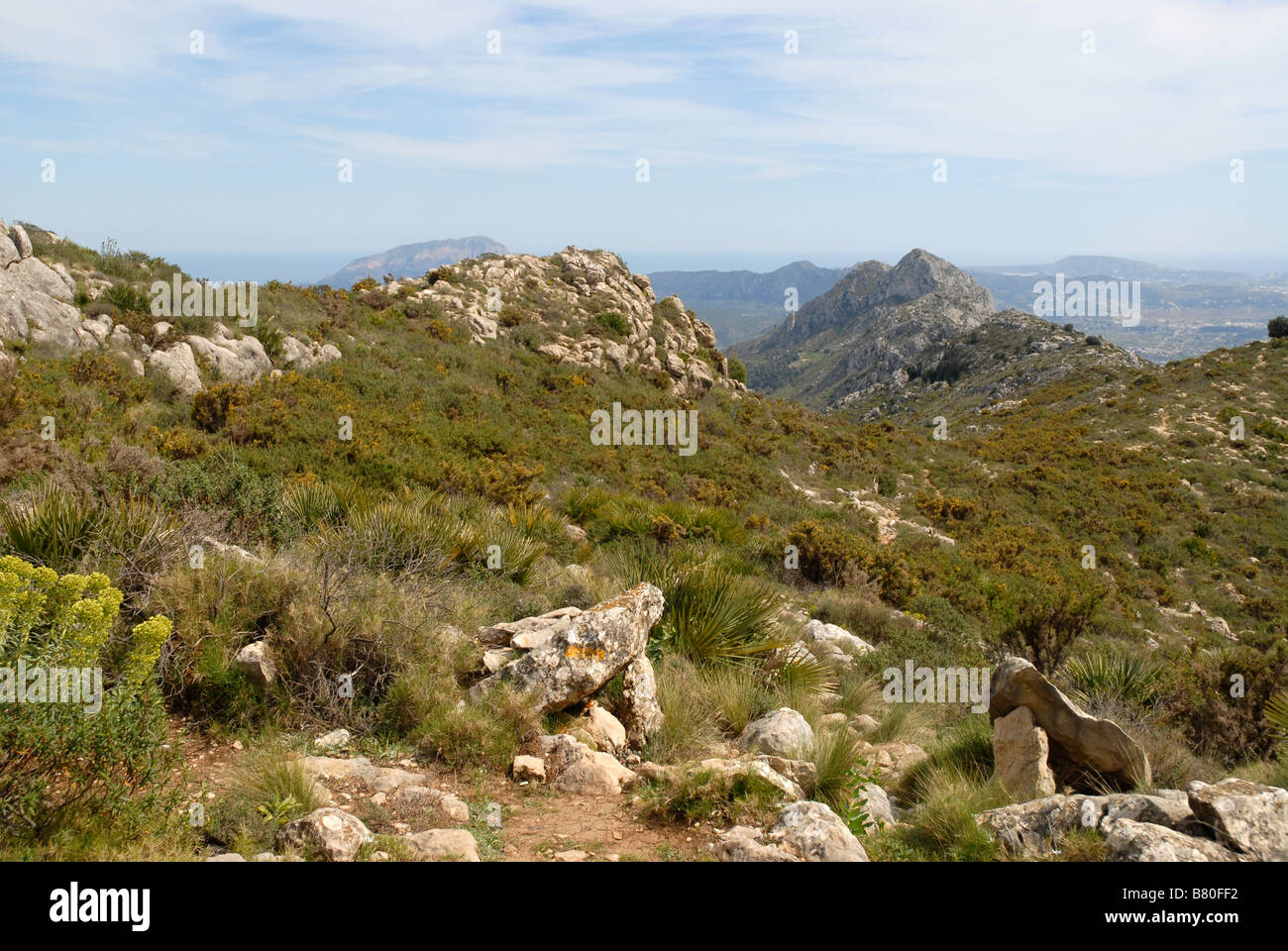 view to Cavall Verd & Montgo, Serra del Penyo, near Benimaurell, Vall ...