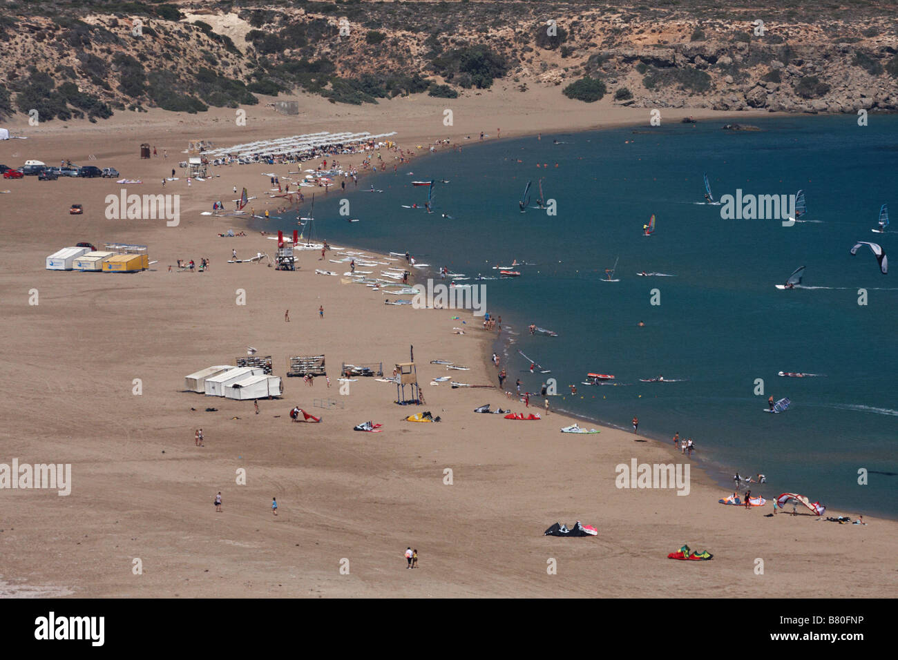 kitesurfing windsurfing prasonisi rhodes greece Stock Photo - Alamy