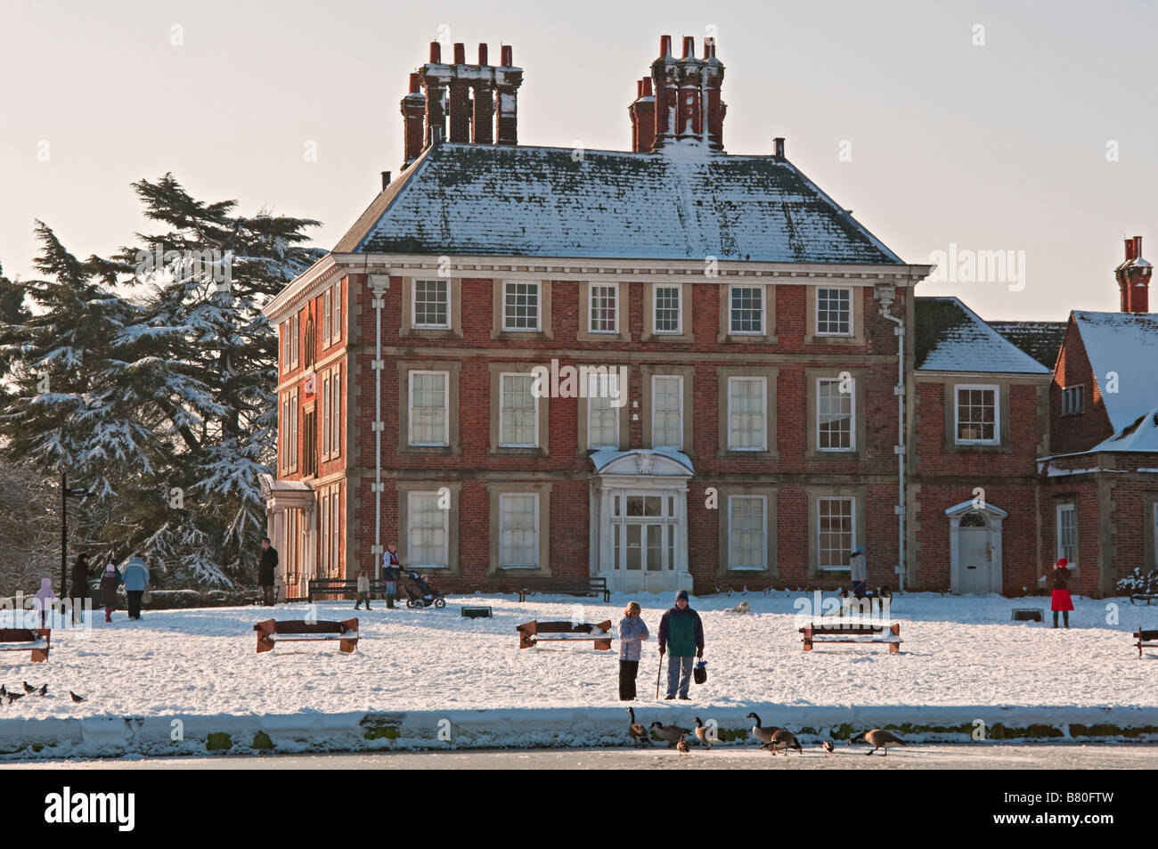 Snow covered Forty Hall Enfield UK Stock Photo - Alamy
