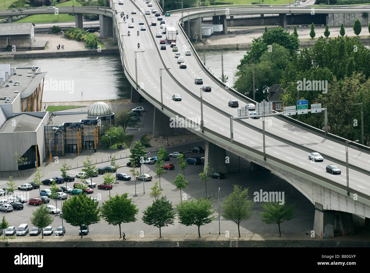Cars crossing a bridge in Rouen France Stock Photo - Alamy