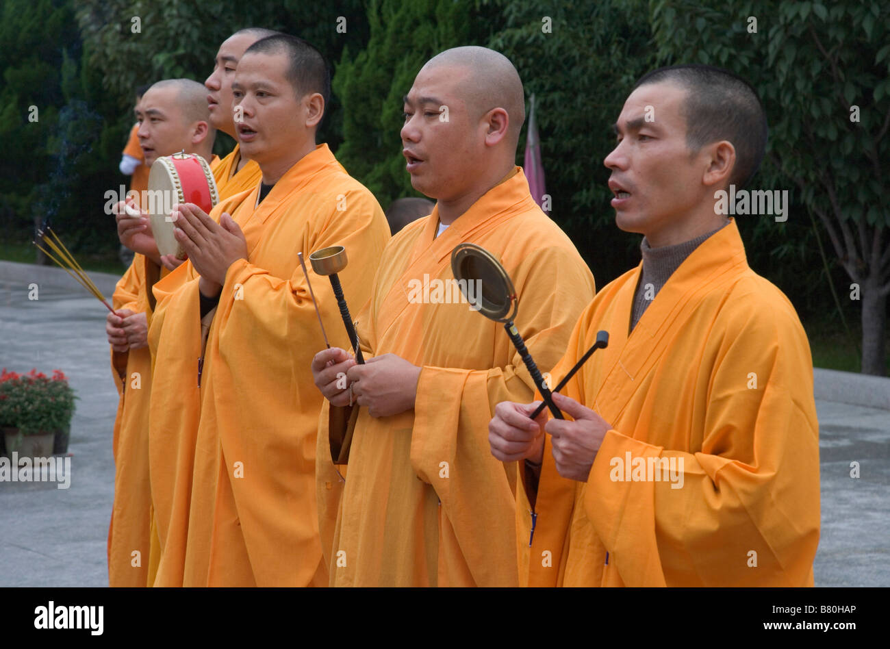Monks in a Buddhist Temple Shandong Province China Stock Photo - Alamy