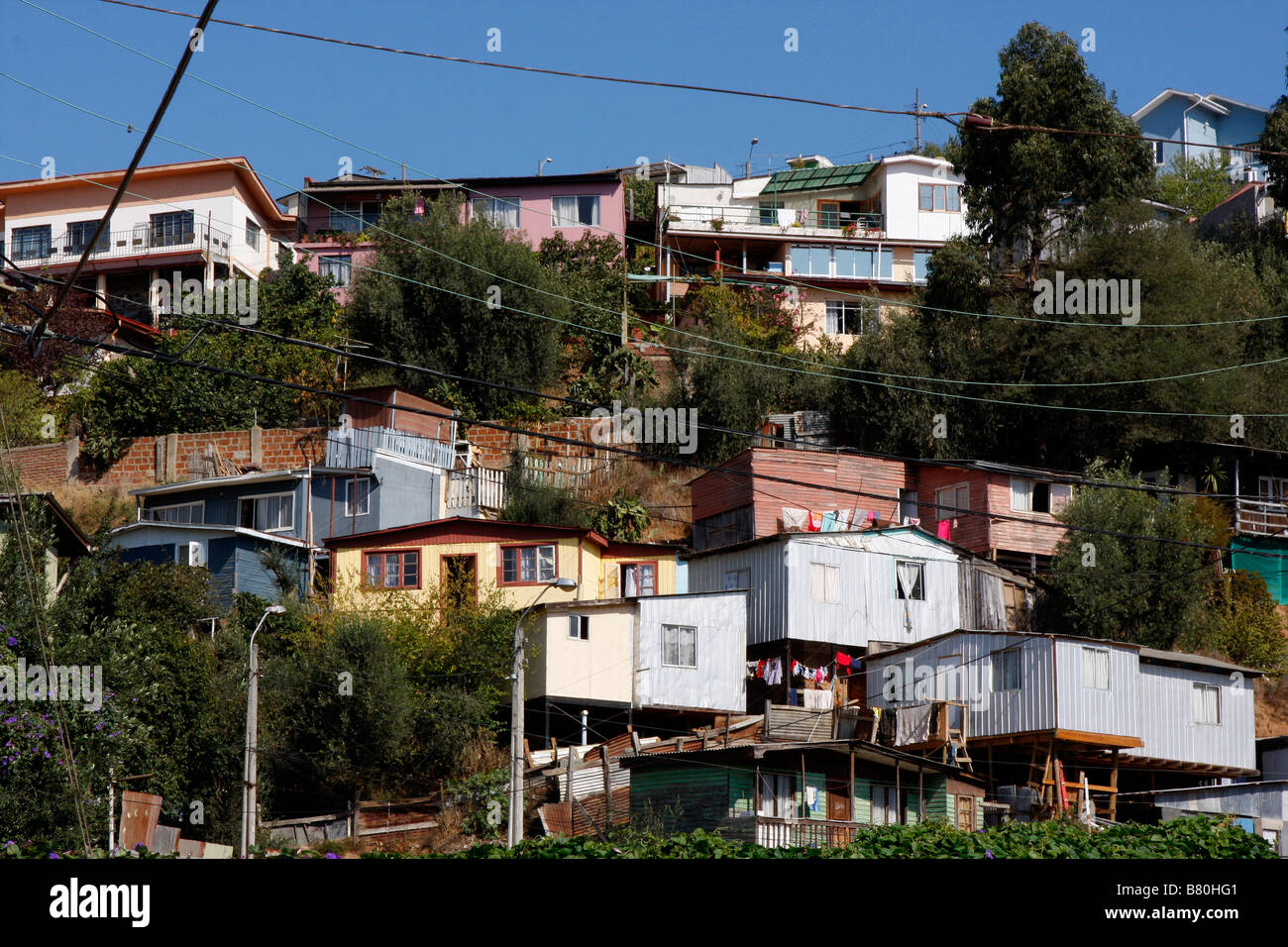 Valparaíso Chile South America, colourful buildings, homes, residences ...