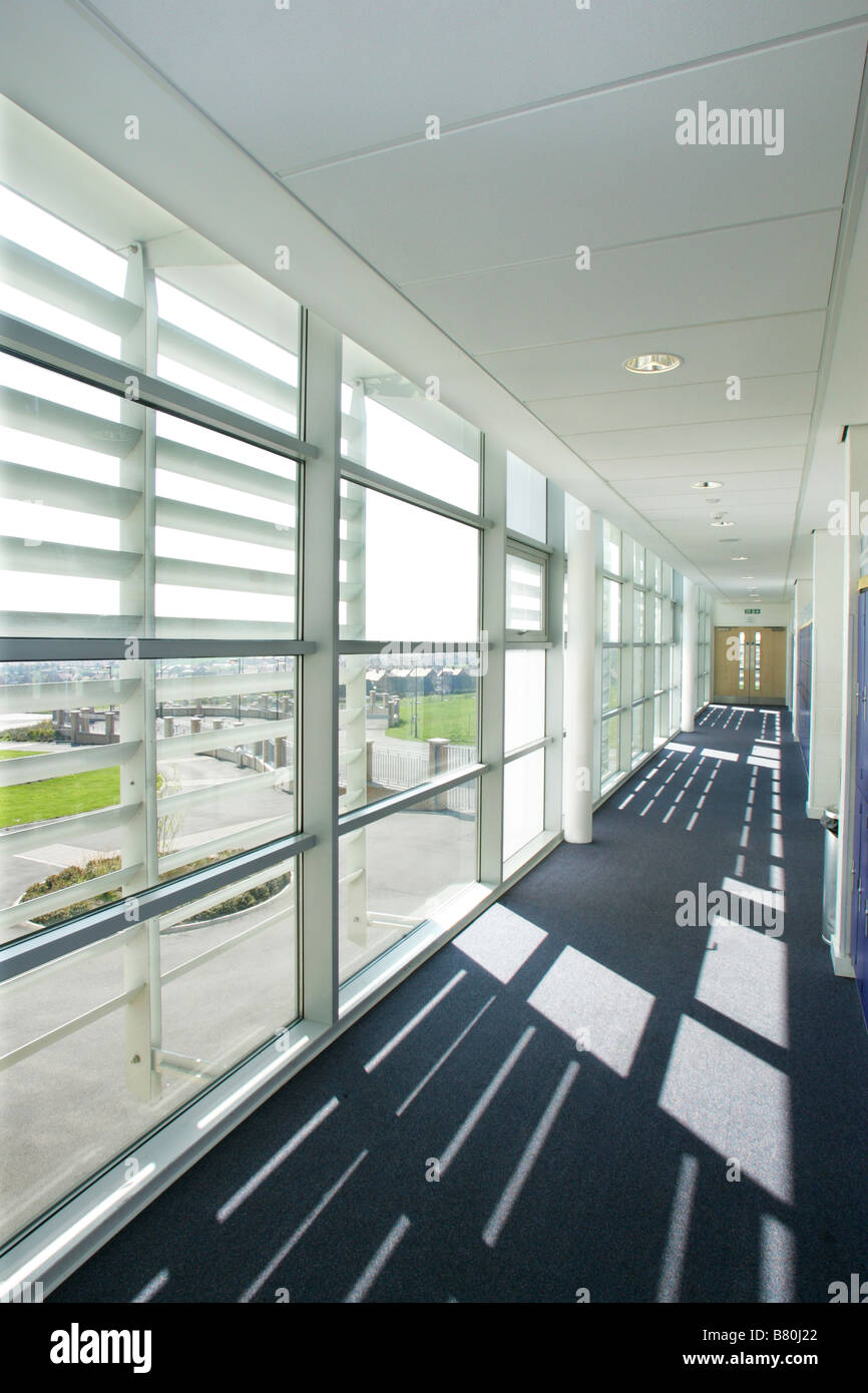 Glazed windows on a corridor with Solar Shading limiting solar gain in ...