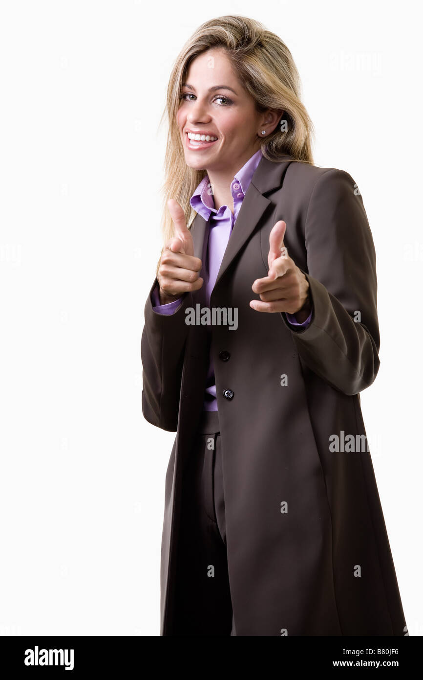 Business woman pointing Stock Photo - Alamy