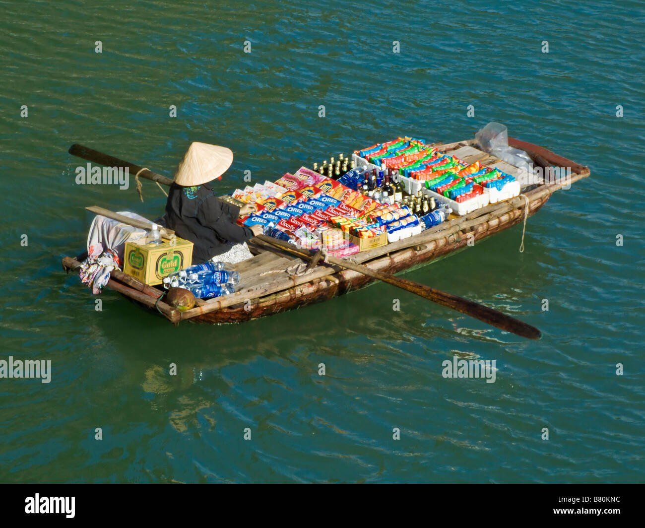 Snack food boat vendor Halong Bay Vietnam JPH0162 Stock Photo - Alamy