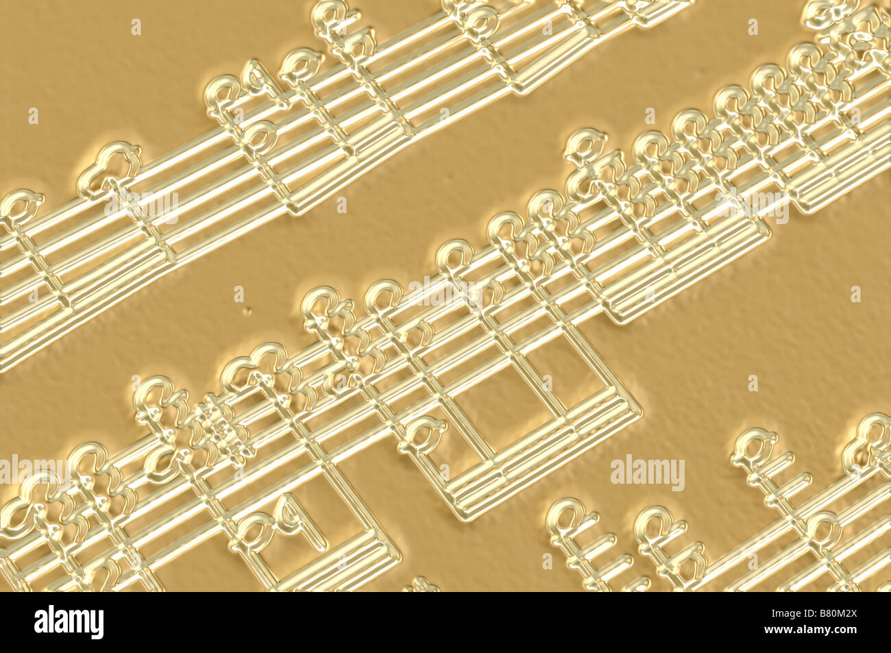 great image of sheet music notes in gold metal Stock Photo - Alamy