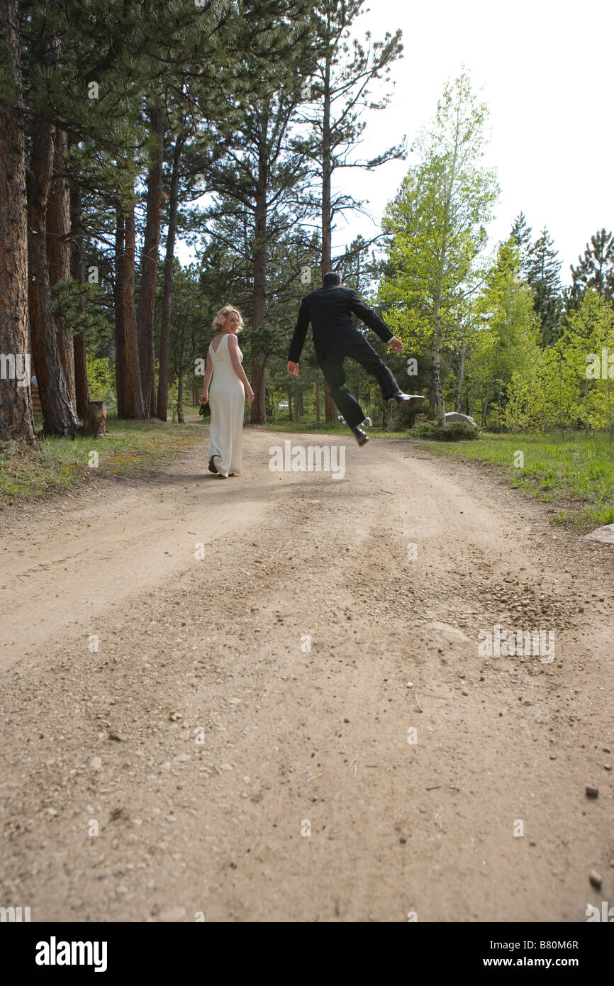Happy wedding jumping groom hi-res stock photography and images - Alamy