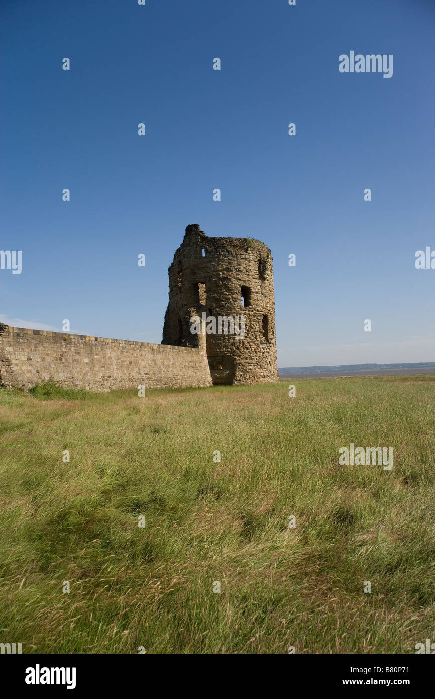 Flint castle on the shore of the River Dee Estuary in Cheshire, England ...