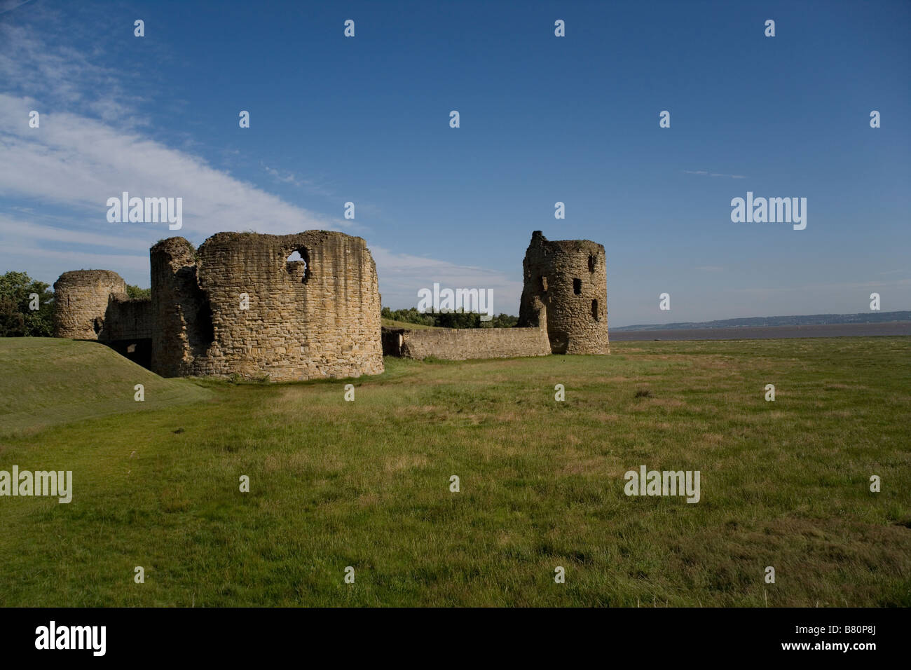 Flint castle on the shore of the River Dee Estuary in Cheshire, England ...
