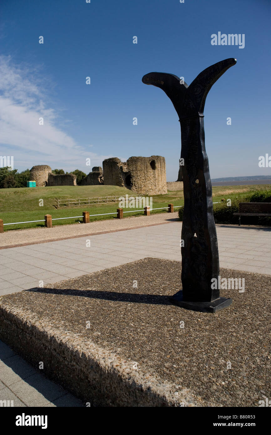 Flint castle on the shore of the River Dee Estuary in Cheshire, England ...