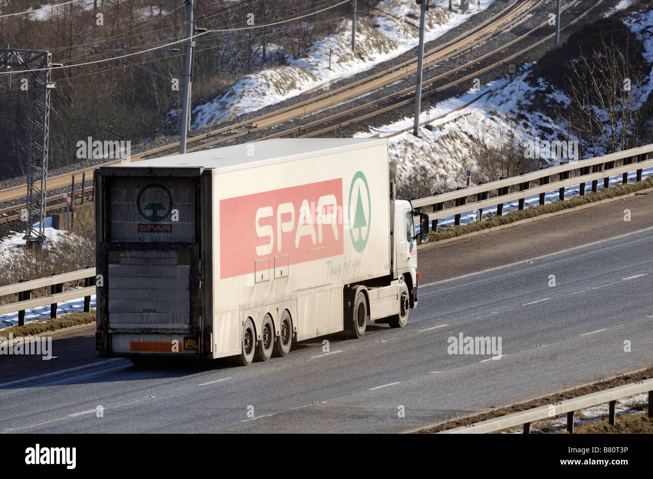 SPAR lorry on a motorway Stock Photo - Alamy