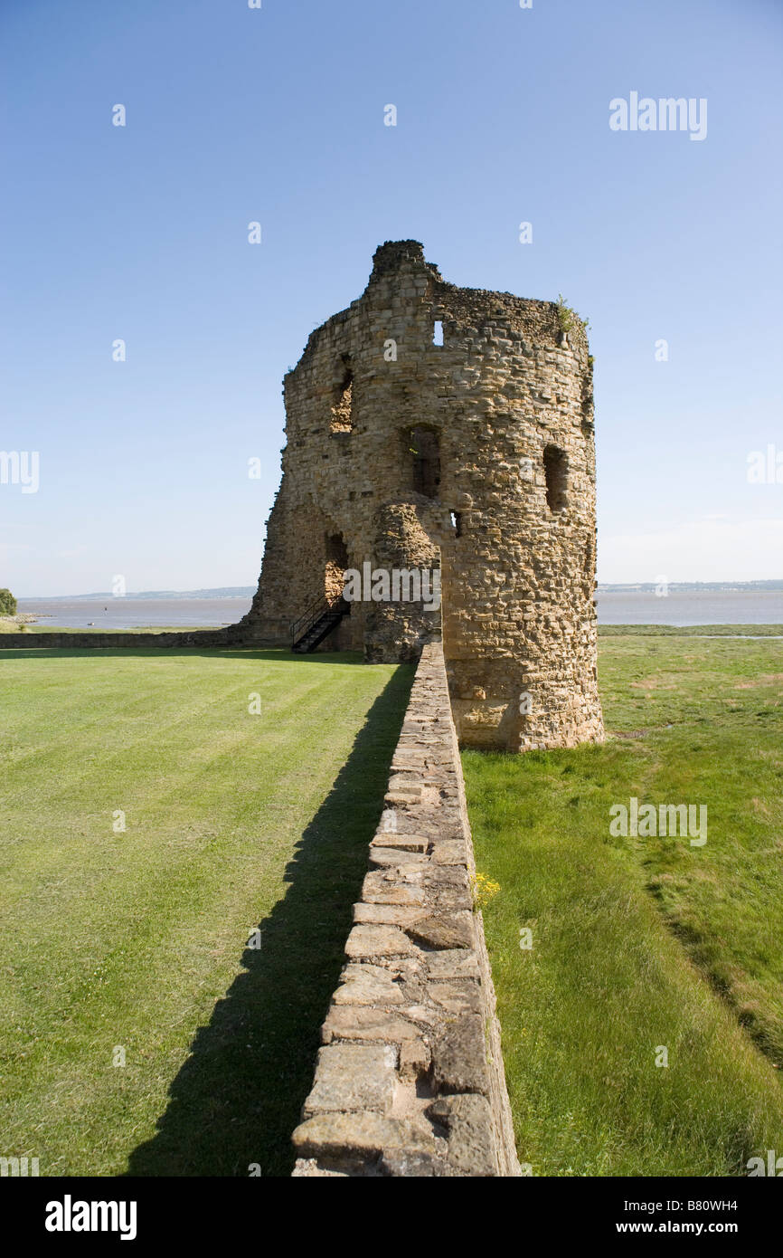 Flint castle on the shore of the River Dee Estuary in Cheshire, England ...
