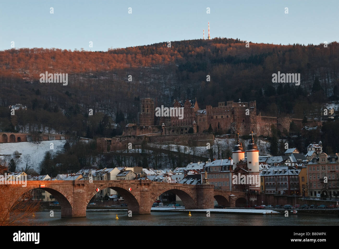 Castle and old bridge of Heidelberg, Germany in winter Stock Photo - Alamy