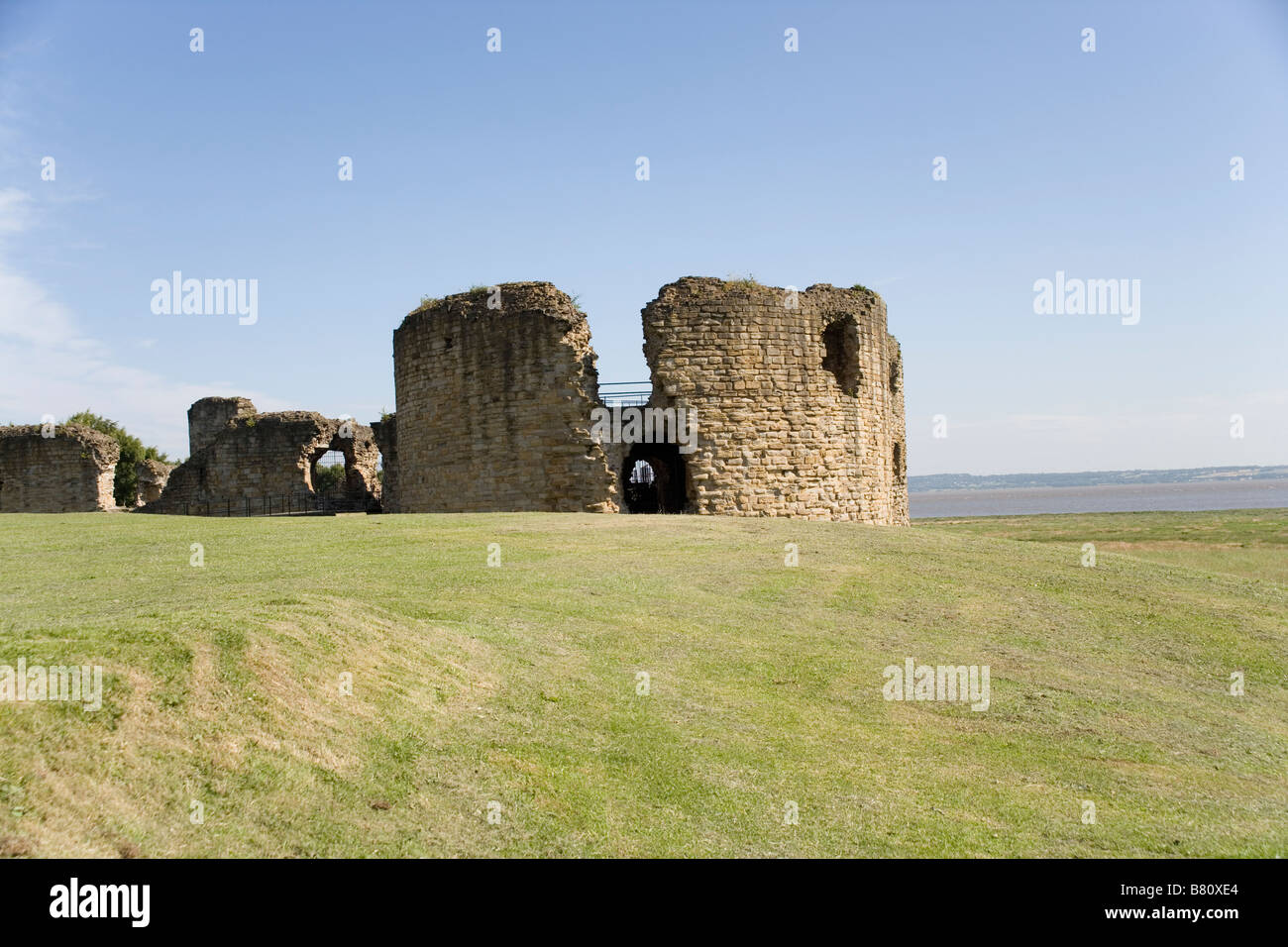Flint castle on the shore of the River Dee Estuary in Cheshire, England ...
