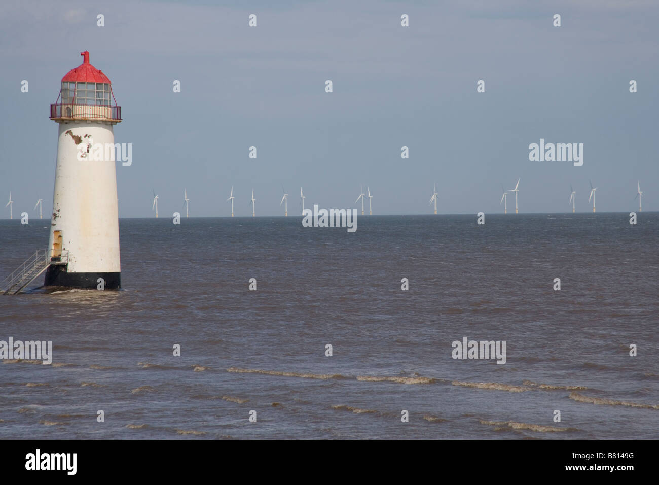 Talacre beach and the Point of Ayr lighthouse on the Dee Estuary in ...