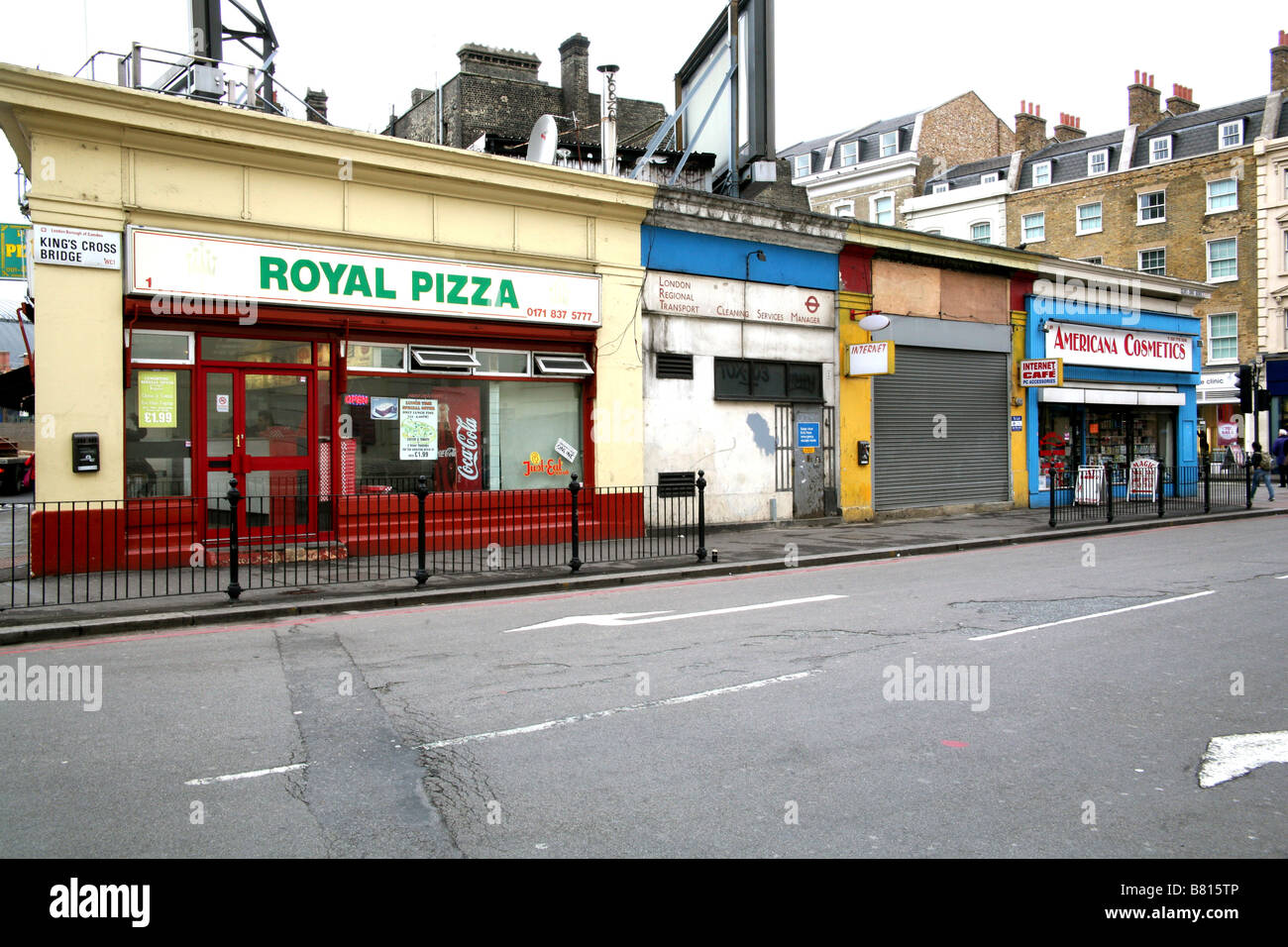 Old style shops cafes in Kings Cross, London Stock Photo - Alamy
