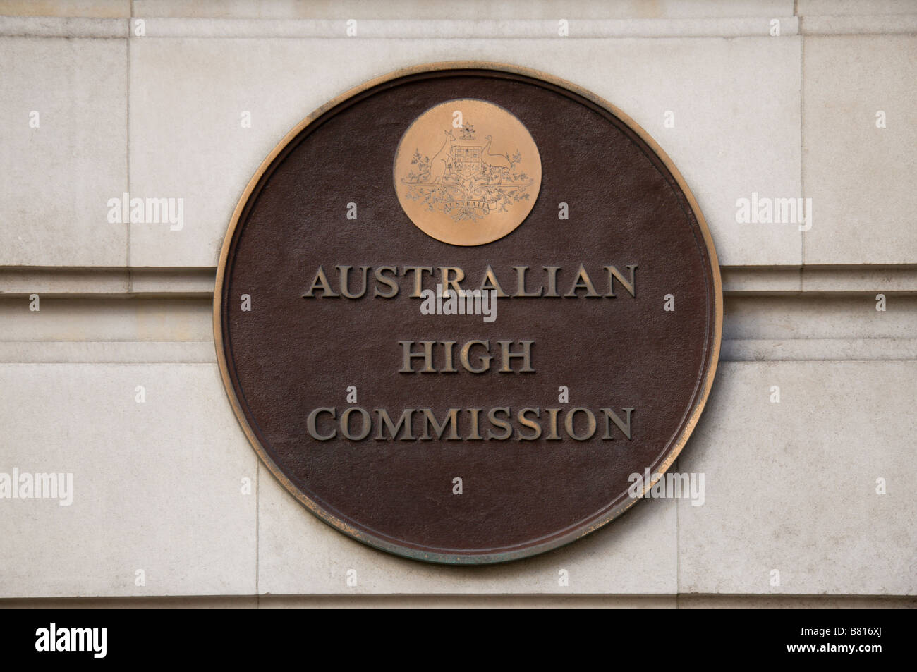 The plaque outside the main entrance to the Australian High Commission ...