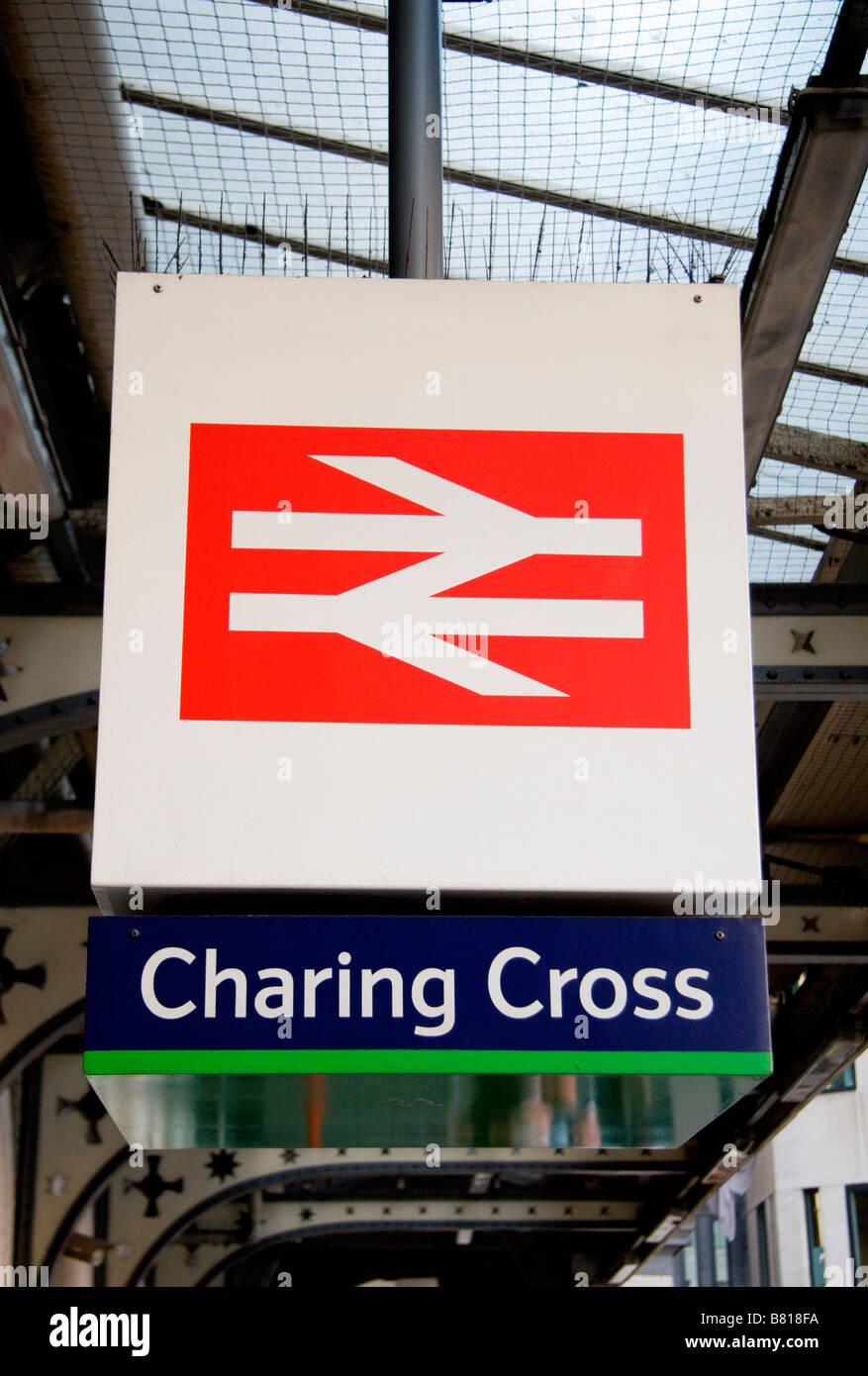 An old fashioned British Rail sign outside Charing Cross railway ...