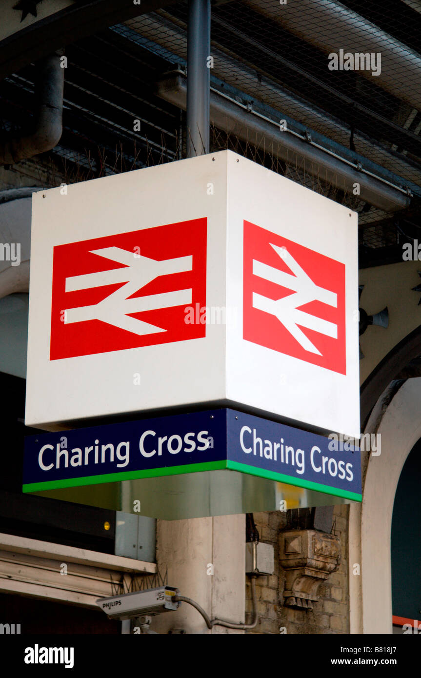 An old fashioned British Rail sign outside Charing Cross railway ...