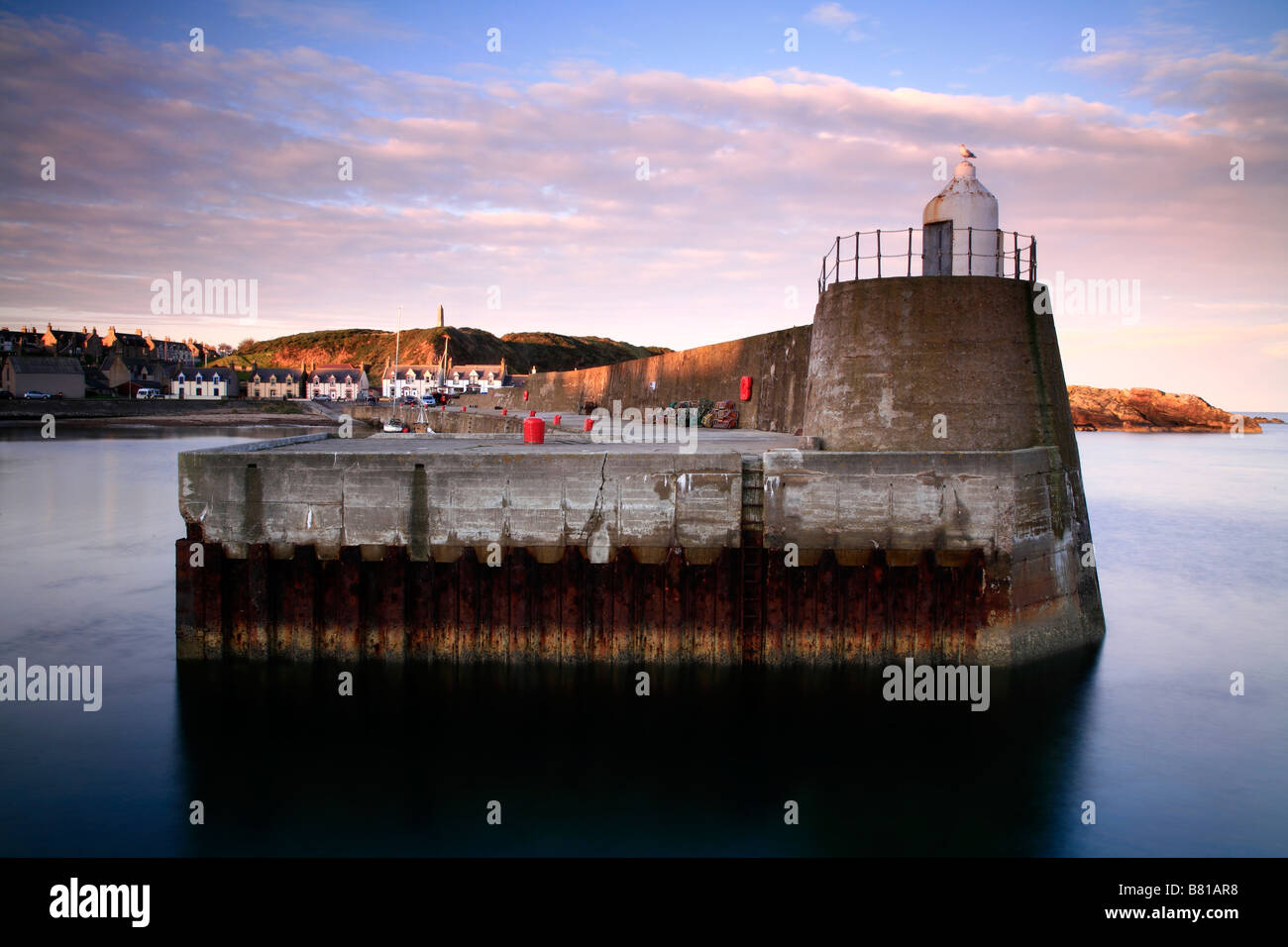 Seawall at Findochty in Scotland Stock Photo - Alamy