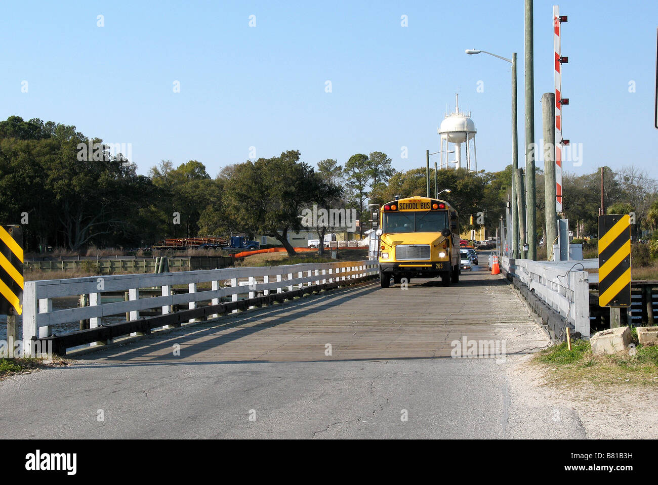 SCHOOL BUS CROSSING BRIDGE SUNSET BEACH BRUNSWICK COUNTY NORTH CAROLINA ...