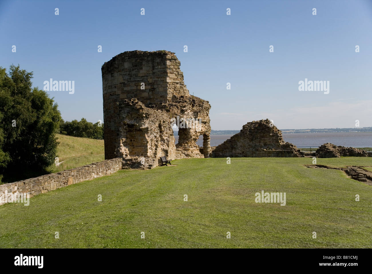 Flint castle on the shore of the River Dee Estuary in Cheshire, England ...