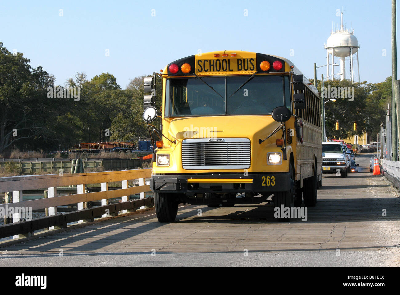 SCHOOL BUS CROSSING BRIDGE SUNSET BEACH BRUNSWICK COUNTY NORTH CAROLINA ...