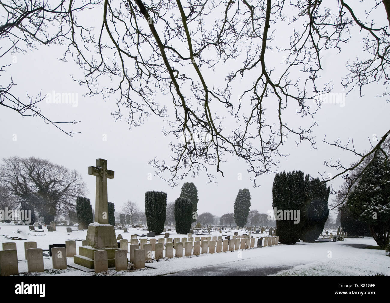 Snow quiet silence Cambridge CWGC Commonwealth War Graves Commission ...