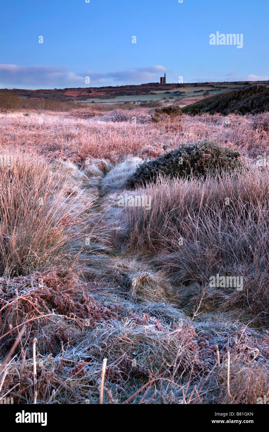 ding dong mine in frost cornwall Stock Photo - Alamy