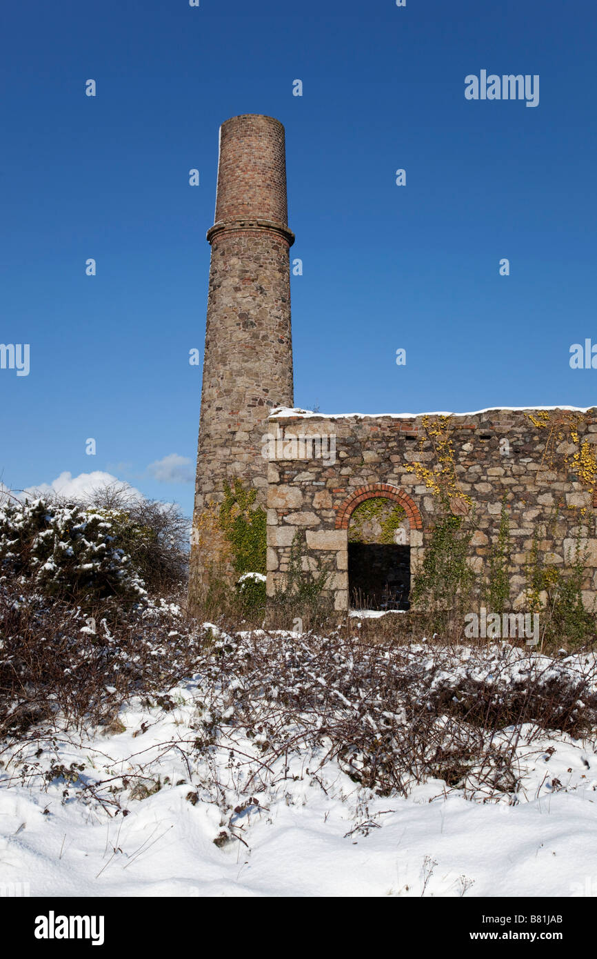 former mine buildings brea camborne cornwall Stock Photo - Alamy