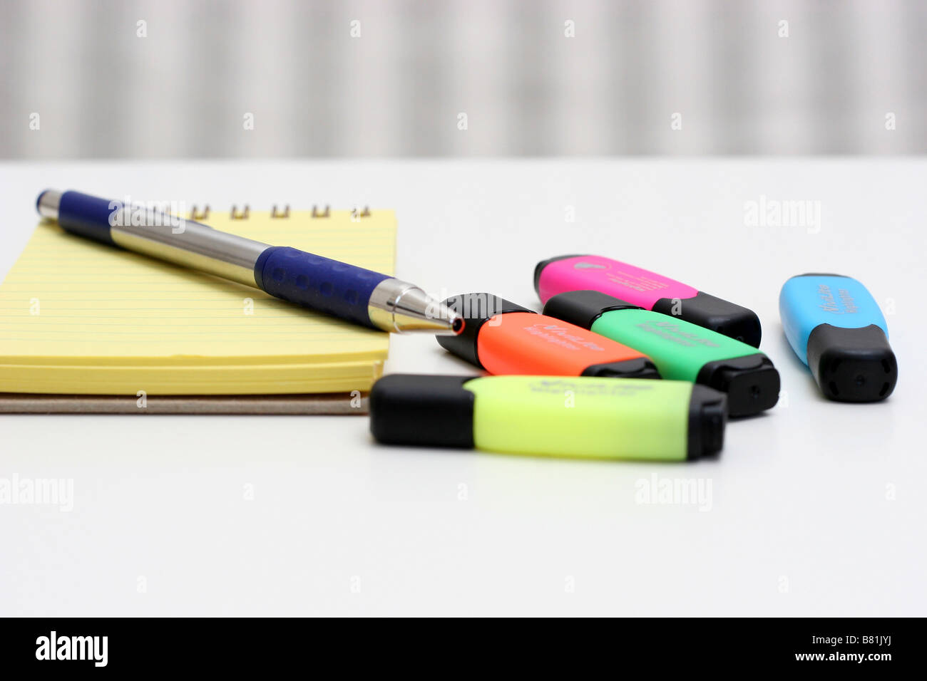 Pen Notebook and markers Stock Photo - Alamy